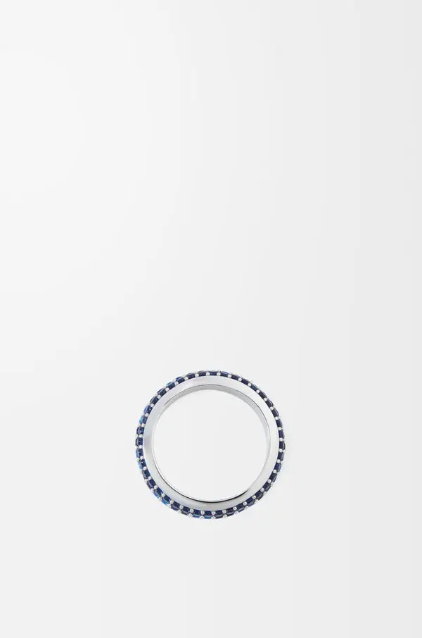 Loewe Sterling Silver Pavé Crystal Ring - Silver/blue