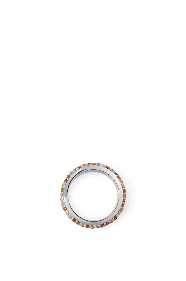 Loewe Sterling Silver Pavé Crystal Ring - Silver/brown