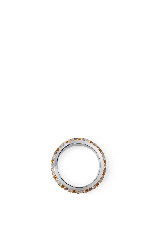 Loewe Sterling Silver Pavé Crystal Ring - Silver/brown