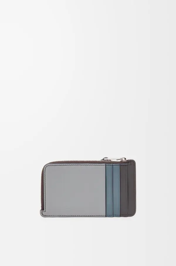 Loewe Puzzle Coin Cardholder In Classic Leather Skin - Asphalt Grey/storm Blue