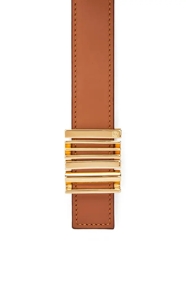 Loewe Tan Leather Belt with Gold Buckle LOEWE Leather belt | NET-A-PORTER main image 3