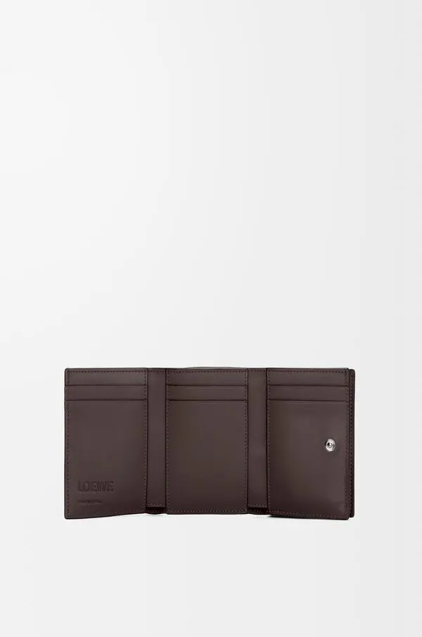 Loewe Trifold Wallet In Satin Leather Skin - Dark Brown