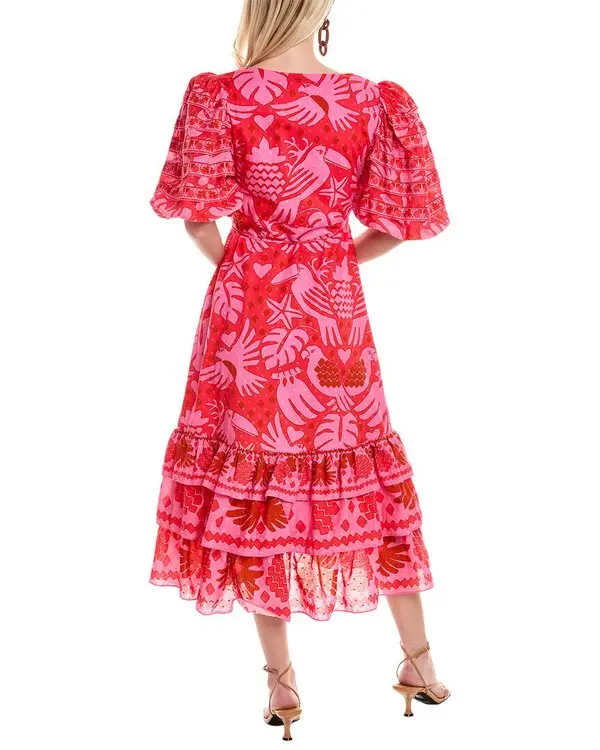 farm rio red jungle scarf wrap midi dress Farm Rio Jungle Scarf Wrap Midi Dress In Red - 72% Off
