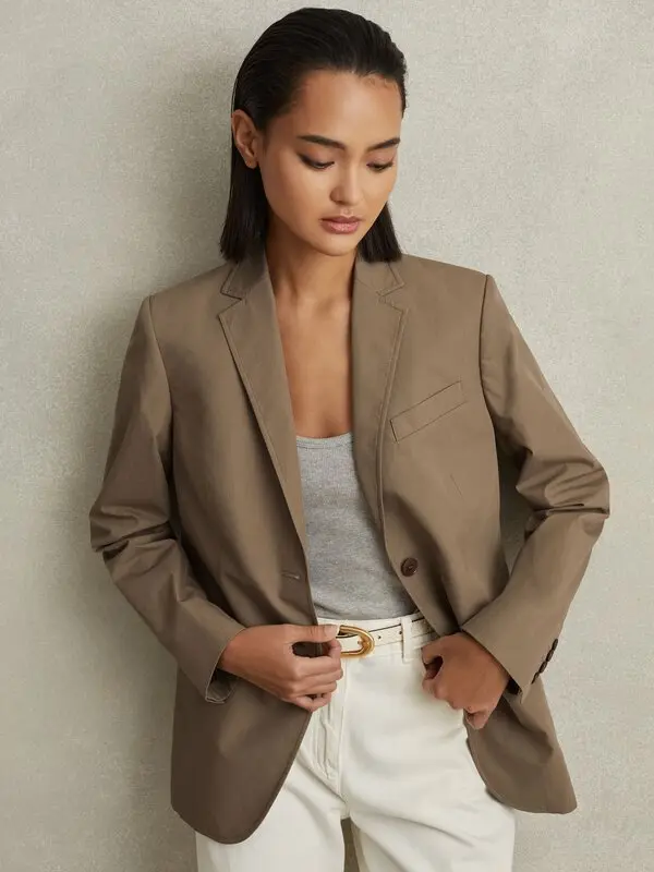 REISS Hope Single-breasted Blazer - Taupe