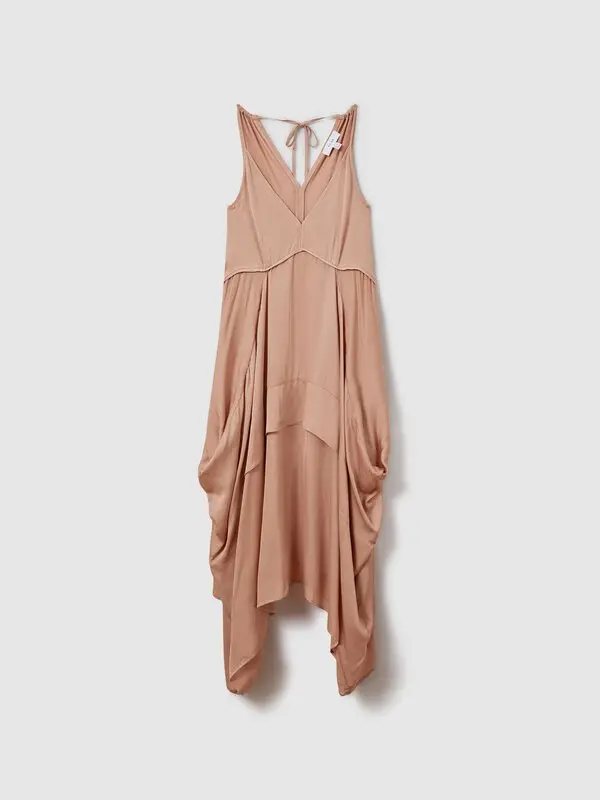 REISS Demi Viscose Asymmetric Midi Dress