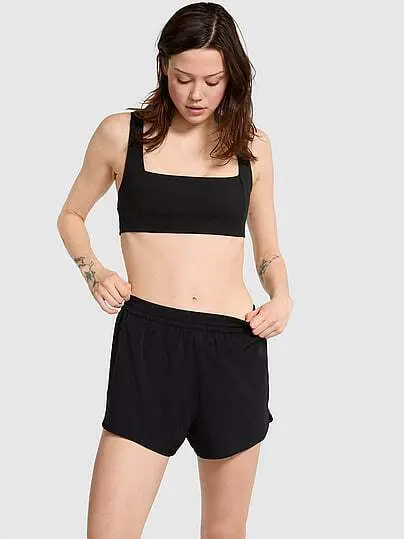 Pink Tech Stretch Running Shorts - Black