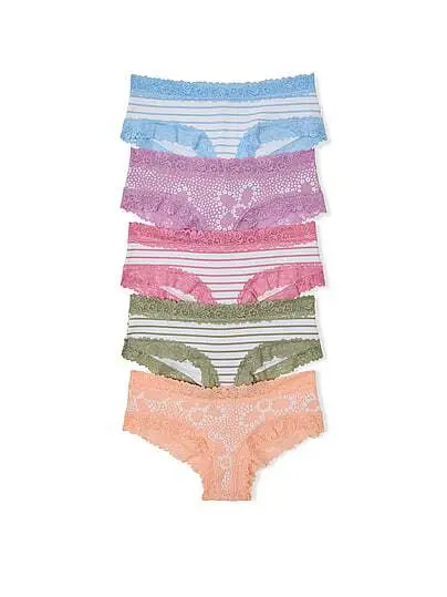 Pink Lace Cheeky Pack Panty - Print