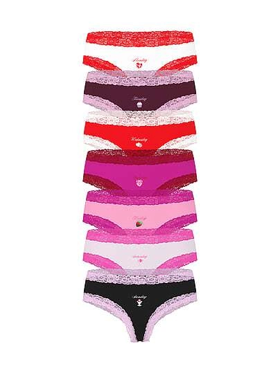 Pink 5-pack Wink™ Lace-trim Cheeky Panties - Print
