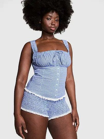 Pink By Frankies Bikinis Bristol Poplin Shorts In Blue - 51% Off