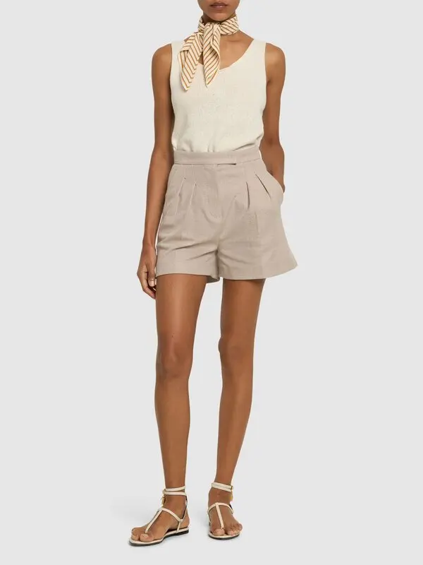 Max Mara Jessica Pleated Cotton Jersey Shorts