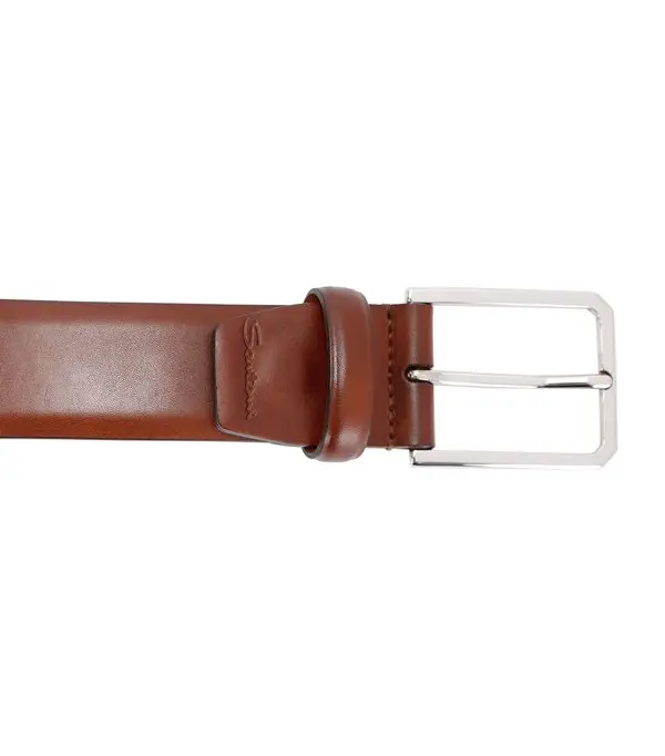 Santoni Leather Square Belt
