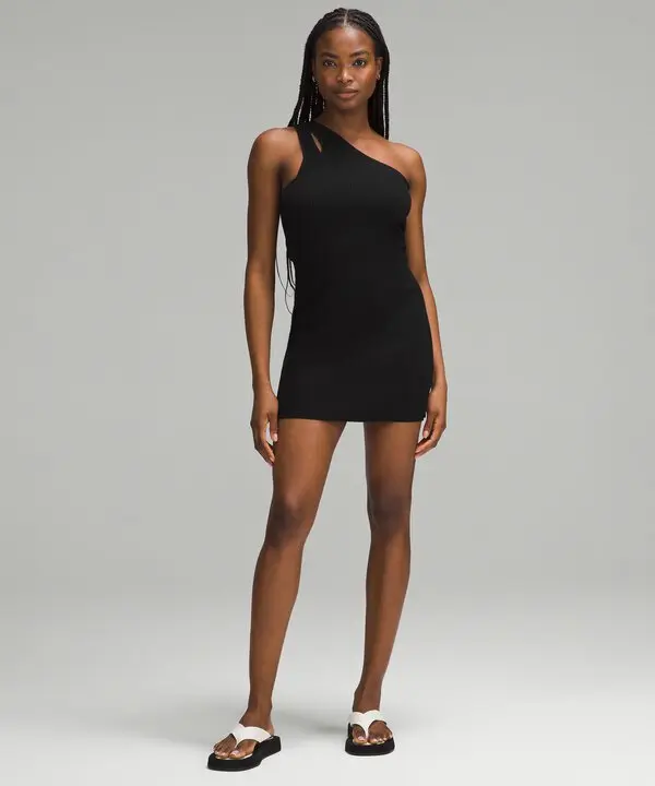 Lululemon Asymmetrical Knit Dress - Black/Black | Editorialist