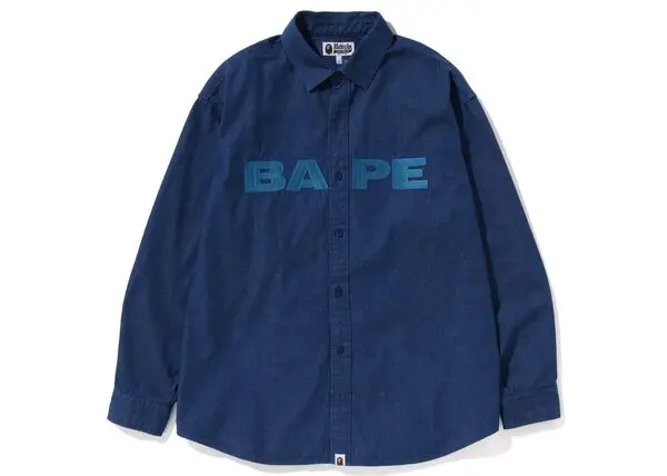 A BATHING APE Denim Loose Fit Shirt - Indigo