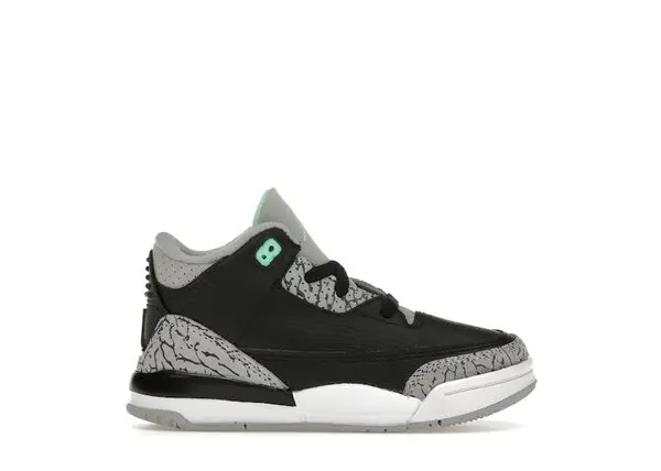 JORDAN 3 Retro Sneakers - Black/green Glow/wolf Grey