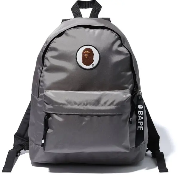 A BATHING APE Happy New Year Ape Head Patch Backpack - Grey