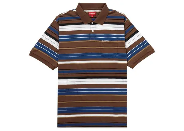 Supreme Stripe Polo Shirt - Brown