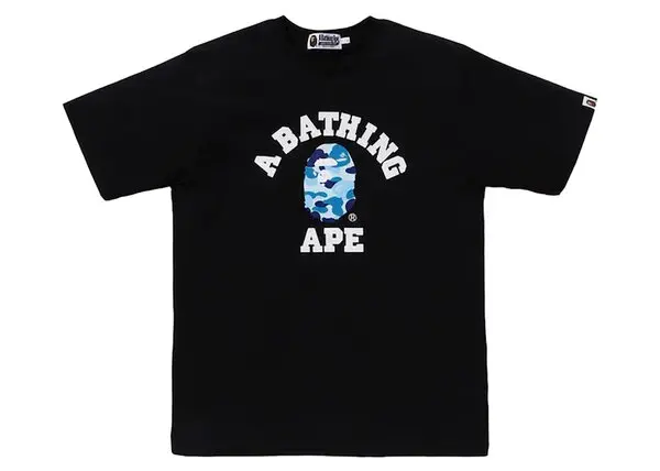 A BATHING APE Abc Camo College Organic Cotton Tee Shirt - Black/blue