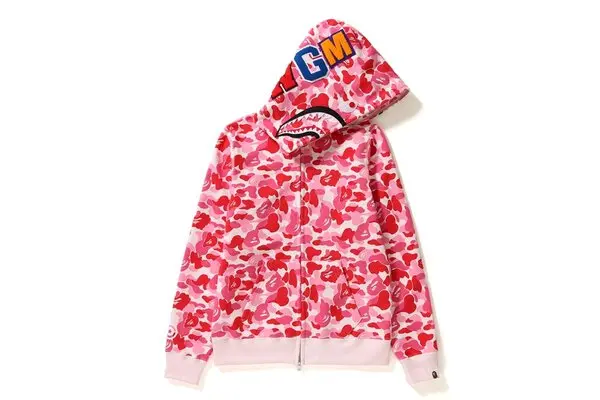 A BATHING APE Abc Camo Shark Full Zip Hoodie - Pink