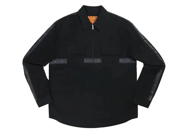 FTP Logo Tape Zip Up Work Shirt - Black