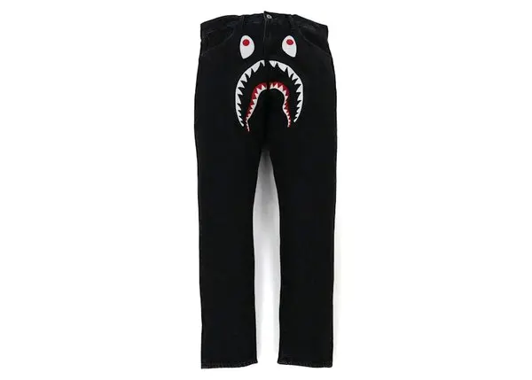 A BATHING APE Shark Washed Wide Fit Denim Pants