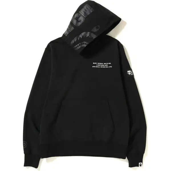 A BATHING APE Shark Wide Pullover Hoodie - Black