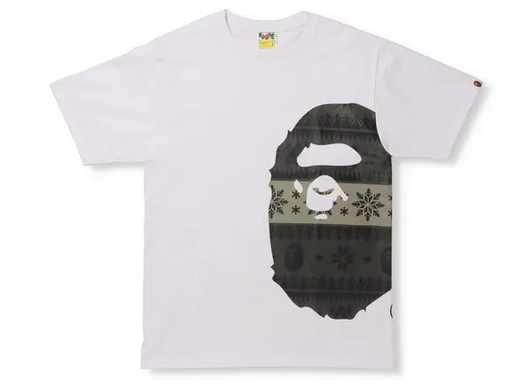 A BATHING APE Snow Pattern Side Big Ape Head Tee Shirt - White/black