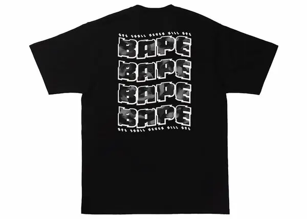 A BATHING APE Stroke Camo Distortion Tee Shirt - Black