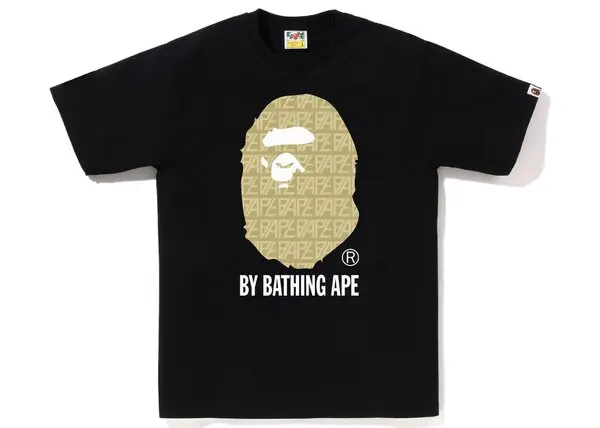 A BATHING APE Logo Monogram Bathing Ape Tee Shirt - Black Beige