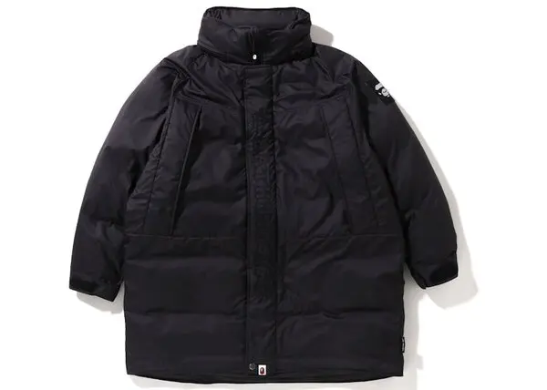 A BATHING APE Long Relaxed Fit Down Jacket - Black