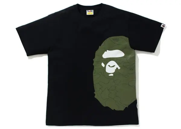 A BATHING APE Line 1st Camo Side Big Ape Head Tee Shirt - Black/green