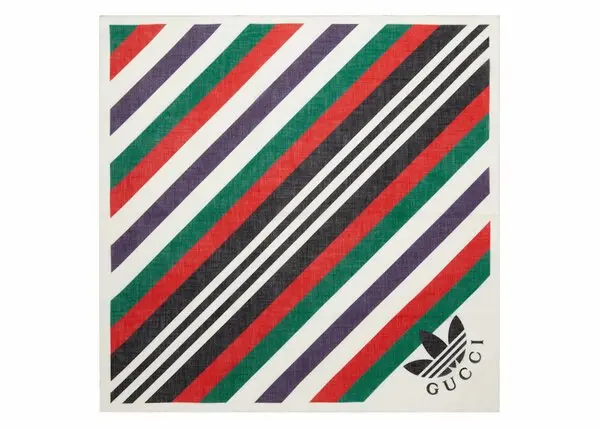 Gucci X Adidas Stripe Print Cotton Scarf - Ivory/red