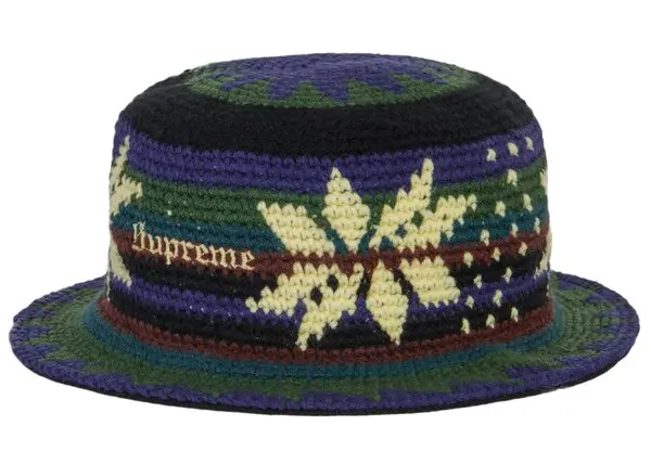 Supreme Snowflake Crochet Crusher Hat - Green