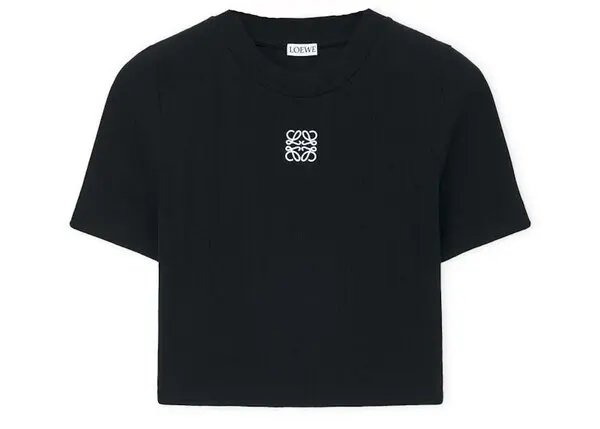 Loewe Anagram Cropped Embroidered T-Shirt - Black | Editorialist