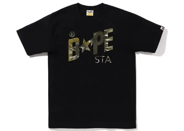 A BATHING APE Tie Dye Sta Logo Tee Shirt - Black Black