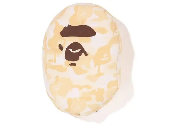 A BATHING APE Valentine Chocolate Camo Ape Head Cushion - Ivory