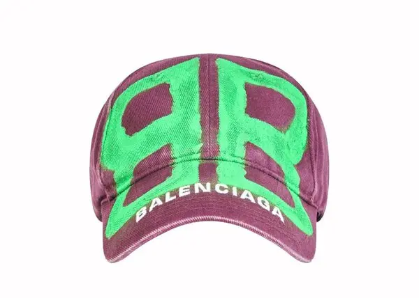 Balenciaga Bb Sprayed Cap - Purple/green