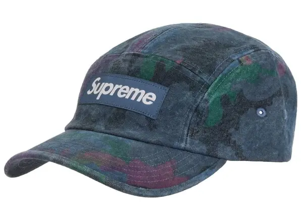 Supreme Washed Canvas Camp Cap - Navy Blue Camo