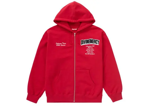 Supreme Salvation Zip Up Hooded Sweatshirt - Red