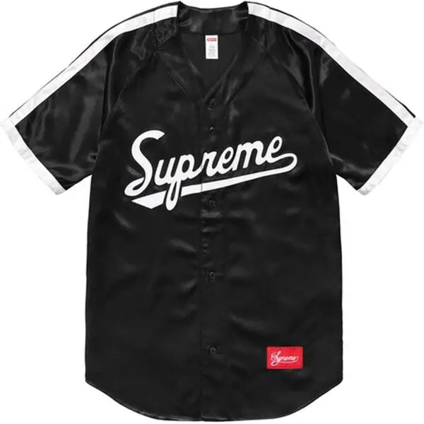 Supreme Satin Baseball Jersey - Black