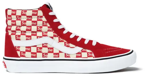 VANS Sk8-hi Supreme Checkerboard Sneakers - Red/white