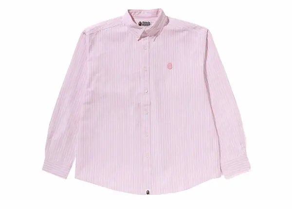 A BATHING APE Ape Head One Point Logo Stripes Shirt