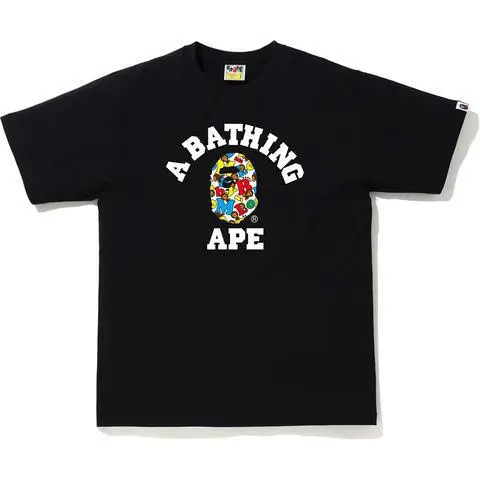 A BATHING APE Baby Milo Alphabet College Tee Shirt - Black