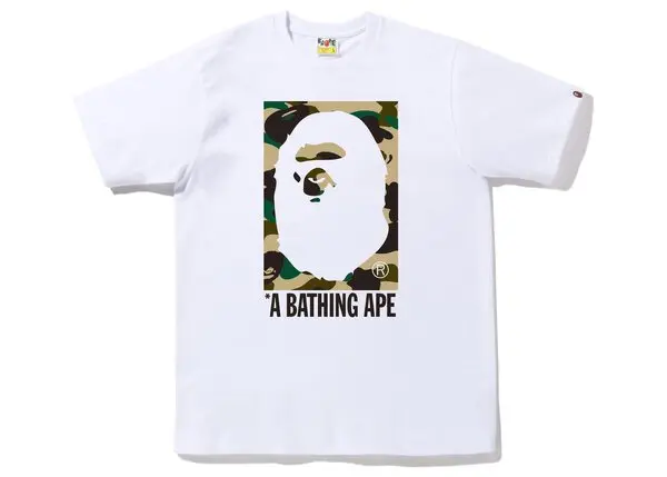 A BATHING APE 1st Camo Box Ape Head Tee Shirt - Whiteyellow