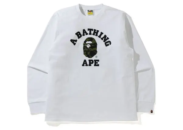 A BATHING APE 1st Camo College Long Sleeve Tee Shirt