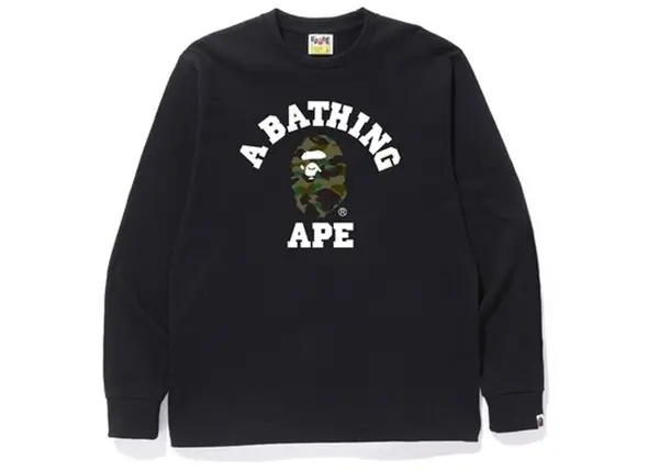 A BATHING APE 1st Camo College Long Sleeve Tee Shirt