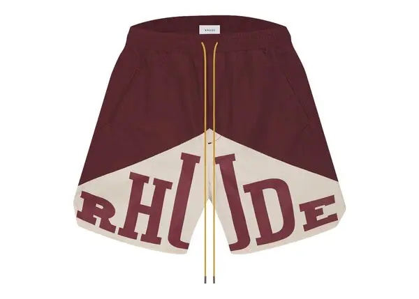 Rhude Cupro Yachting Shorts - Maroon/white