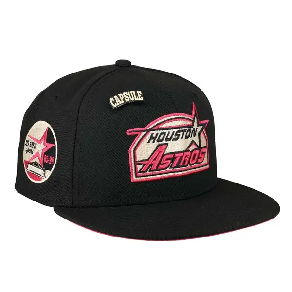 New Era Houston Astros 59fifty Fitted Hat With 35 Years Patch - Black/pink