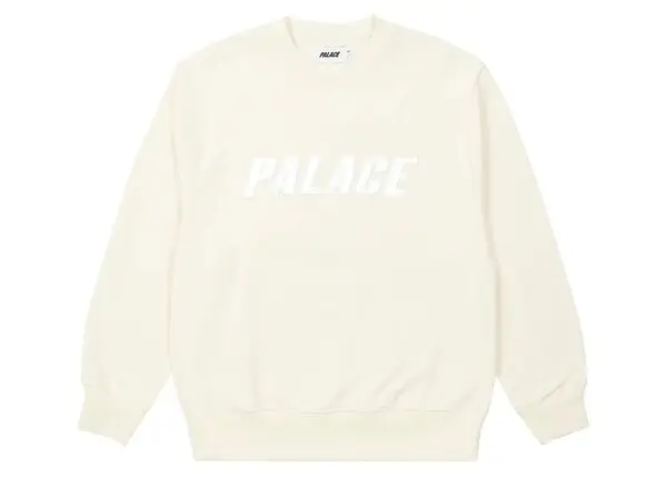 PALACE Iridescent Applique Crewneck Sweatshirt - Soft White