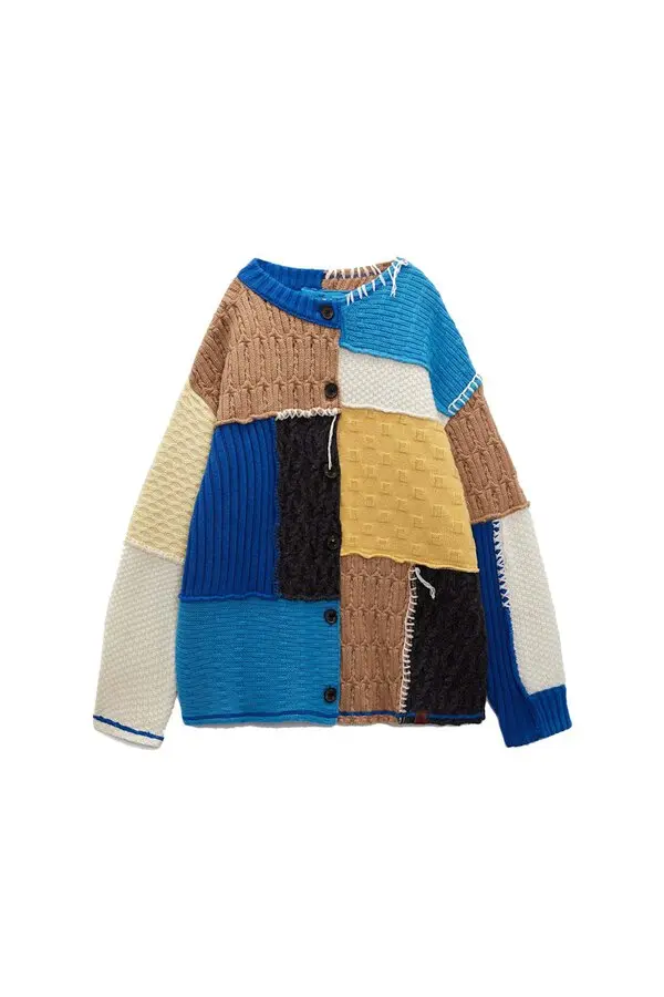 Ader Error X Zara Oversized Patchwork Knit Cardigan - Multicolored