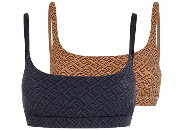 Fendi X Skims Pack Of 2 Scoop Bralette - Black/california
